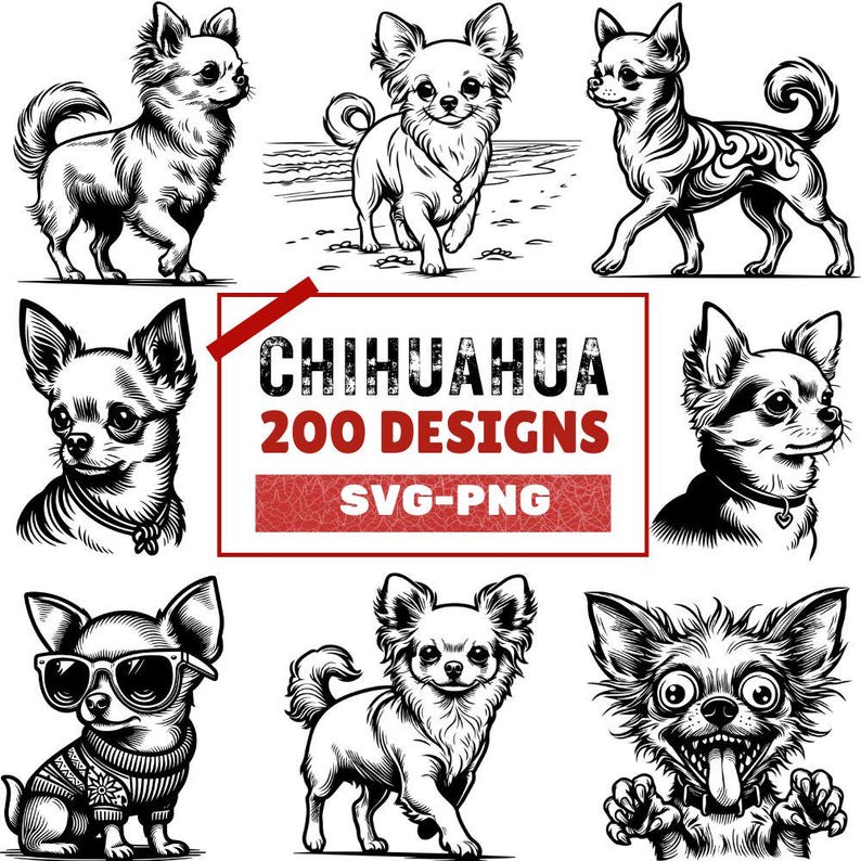 Chihuahua Clipart Bundle: 200 PNG SVG Designs for Dog Lovers - Etsy