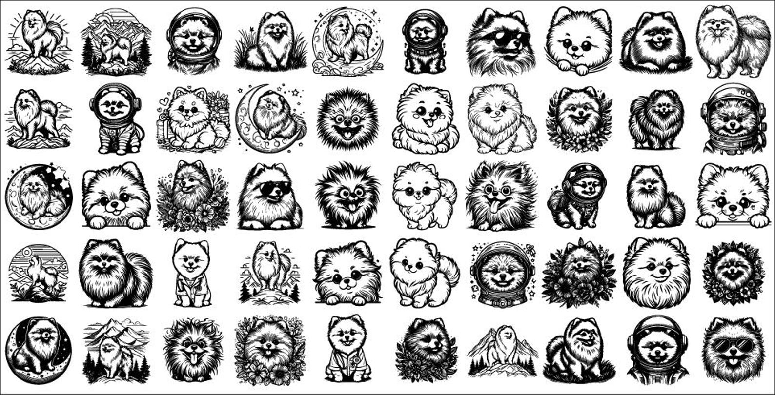 200 Pomeranian Designs Bundle | Adorable Pomeranian Clipart Collection ...