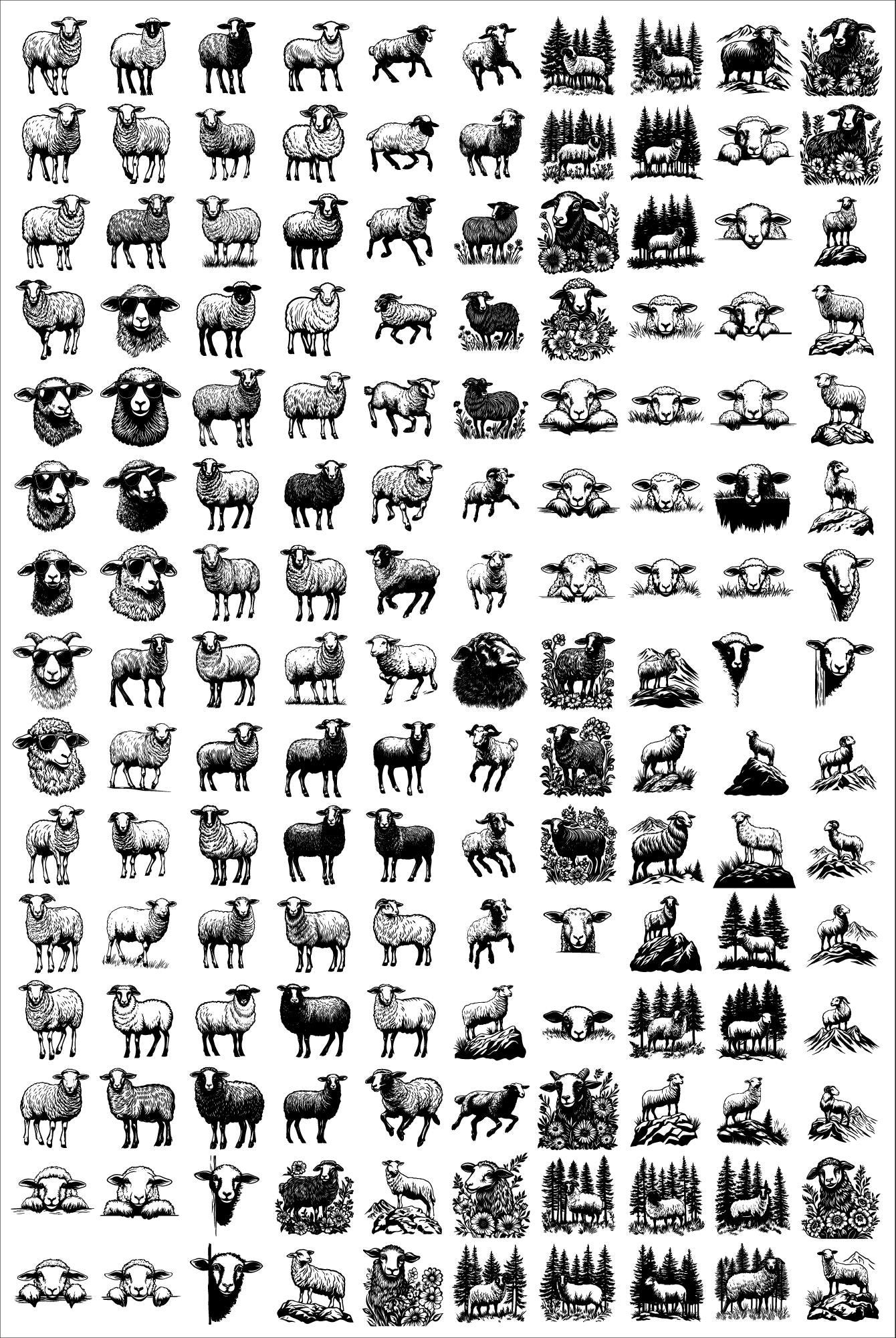 Sheep SVG PNG Bundle: 150 Farm Animal Designs (digital Download) - Etsy