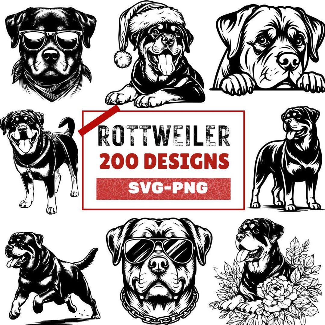 Rottweiler Clipart: 200 Dog Designs SVG PNG Bundle - Etsy