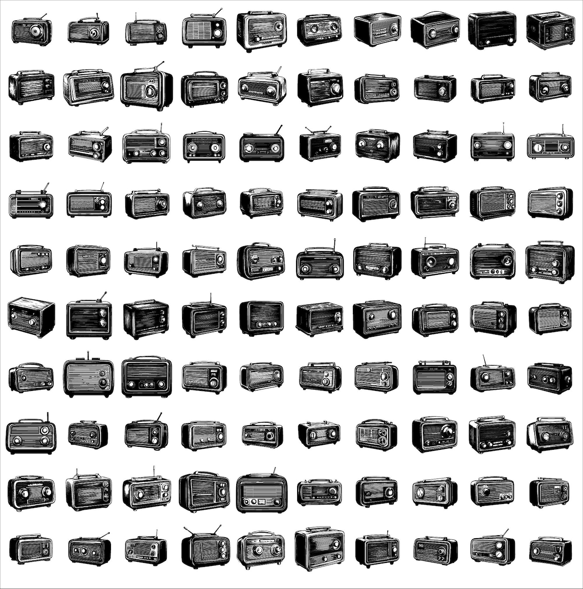 Vintage Radio SVG Bundle, 100 Retro Radio Clipart Designs in PNG SVG ...