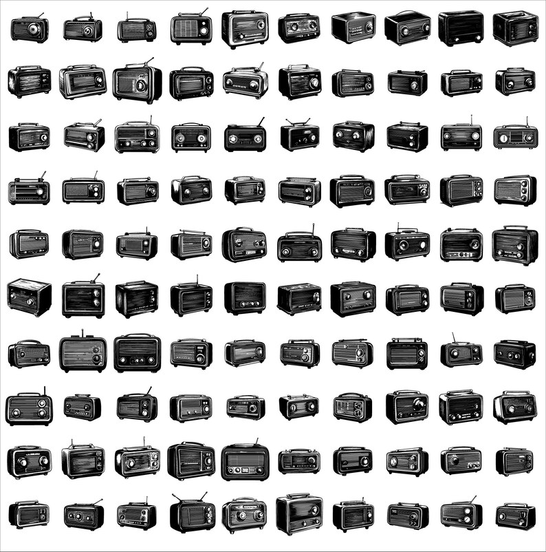 Vintage Radio SVG Bundle, 100 Retro Radio Clipart Designs in PNG SVG ...
