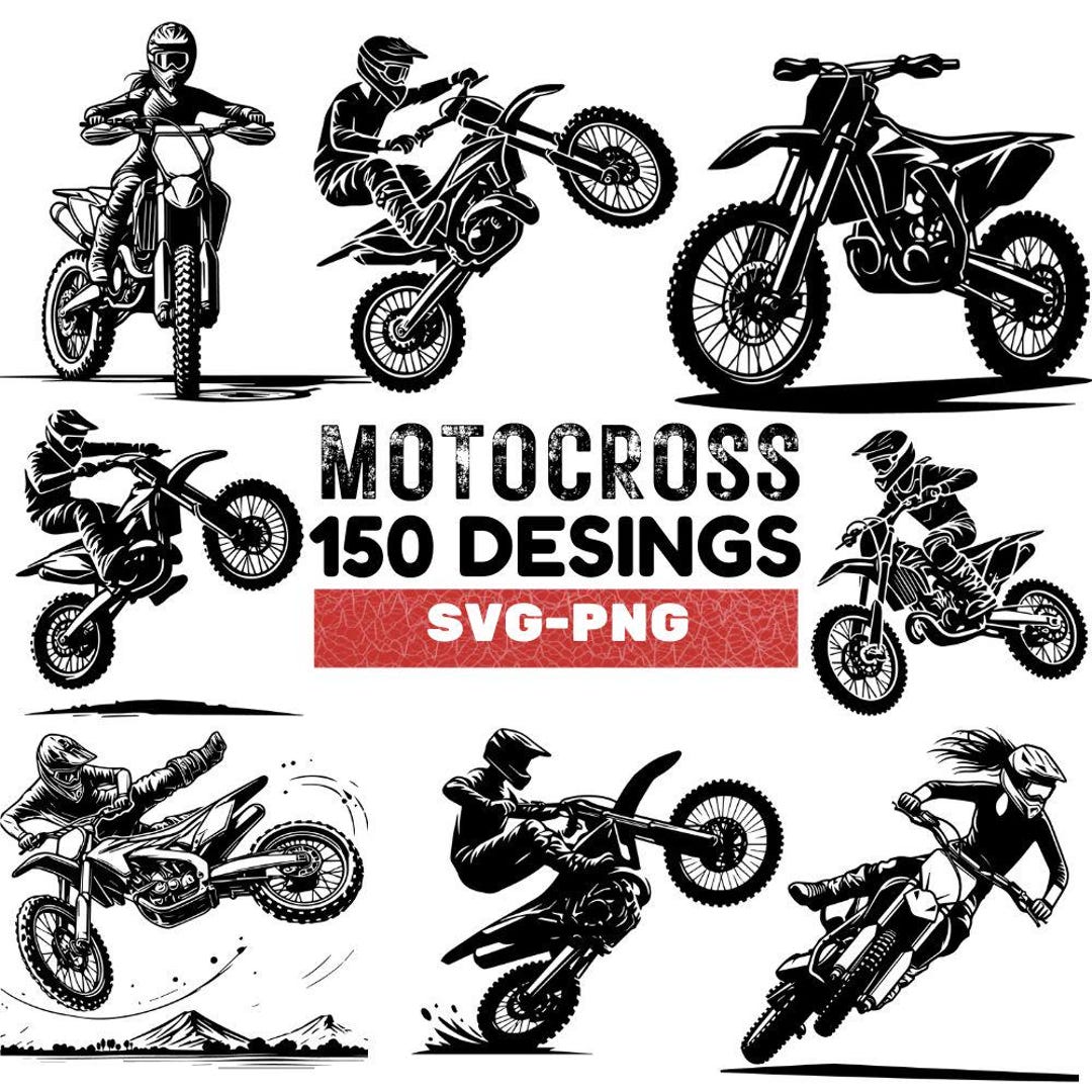 Motocross SVG PNG Design Bundle: Dirt Bike Clipart (150 Designs) - Etsy