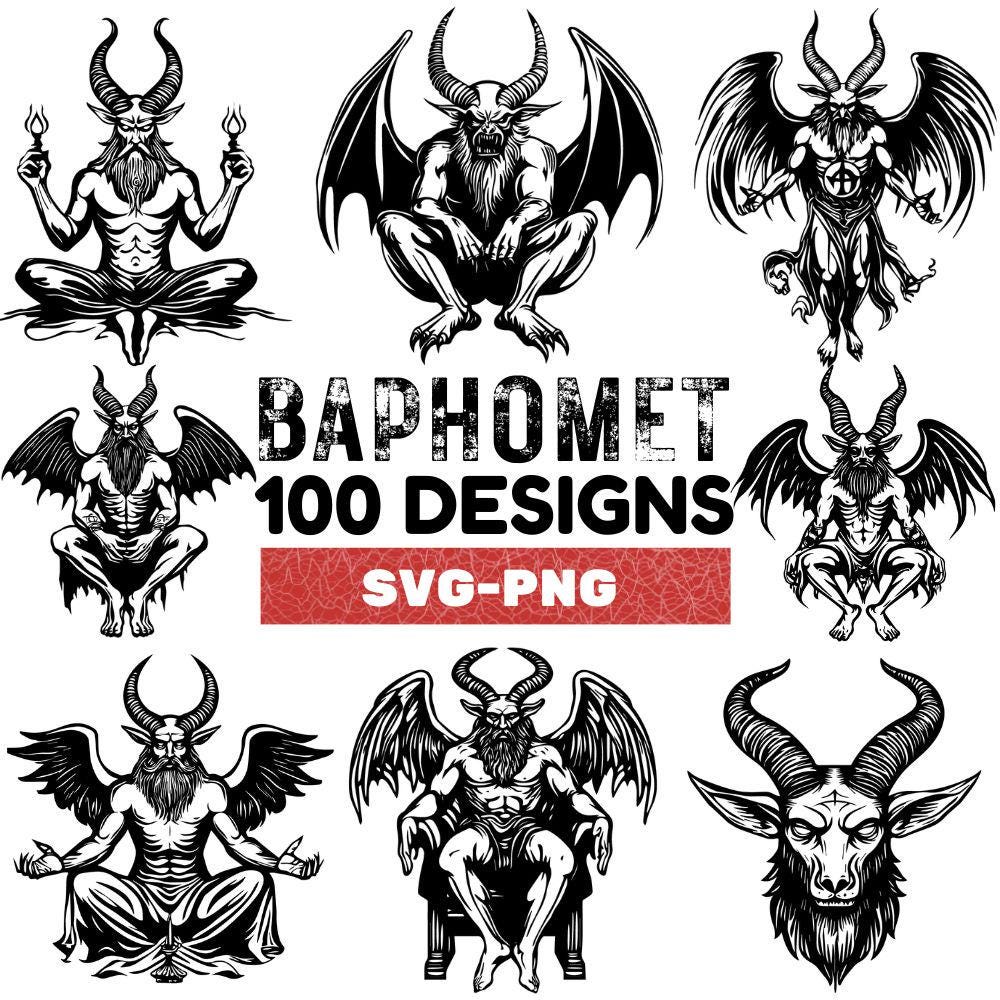 Baphomet SVG PNG 100 Designs - Gothic Satanic Symbols Clipart Bundle ...