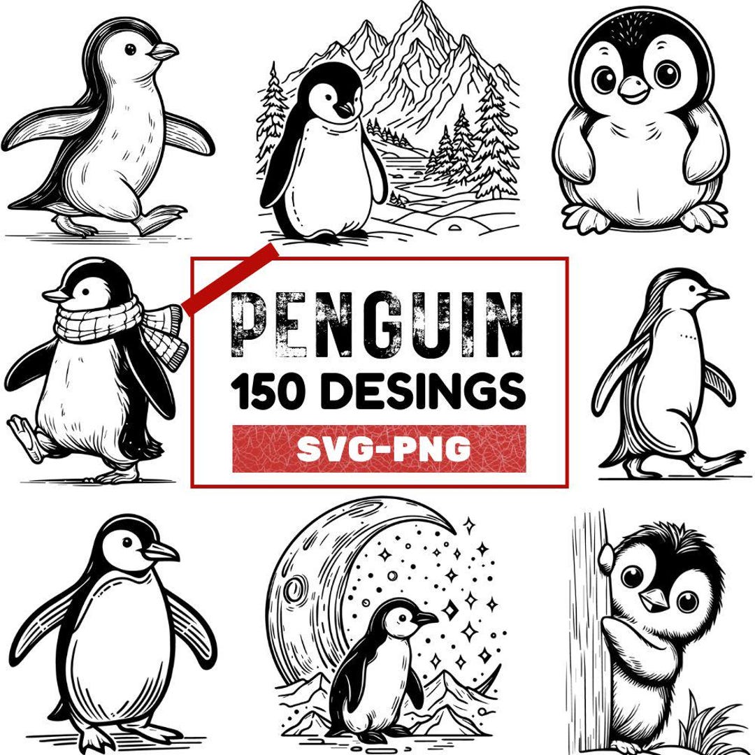 Penguin Designs Bundle | Cute Penguin Clipart Collection | PNG SVG ...