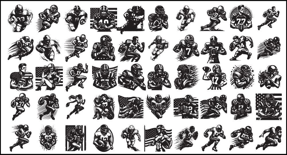 150 Football Player Designs Bundle | Dynamic Football Clipart ...