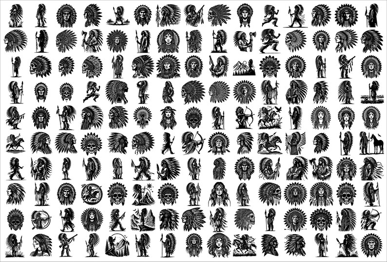 Native American Chief SVG Bundle: 100 Tribal Designs (digital Download ...