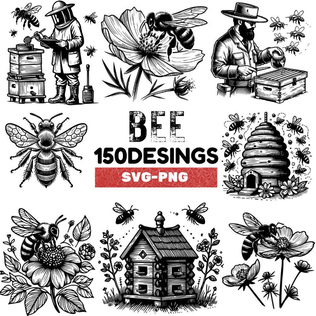 Bee SVG PNG Design Bundle | Beekeeping, Honeycomb, and Floral Themed Graphics for Crafts ...