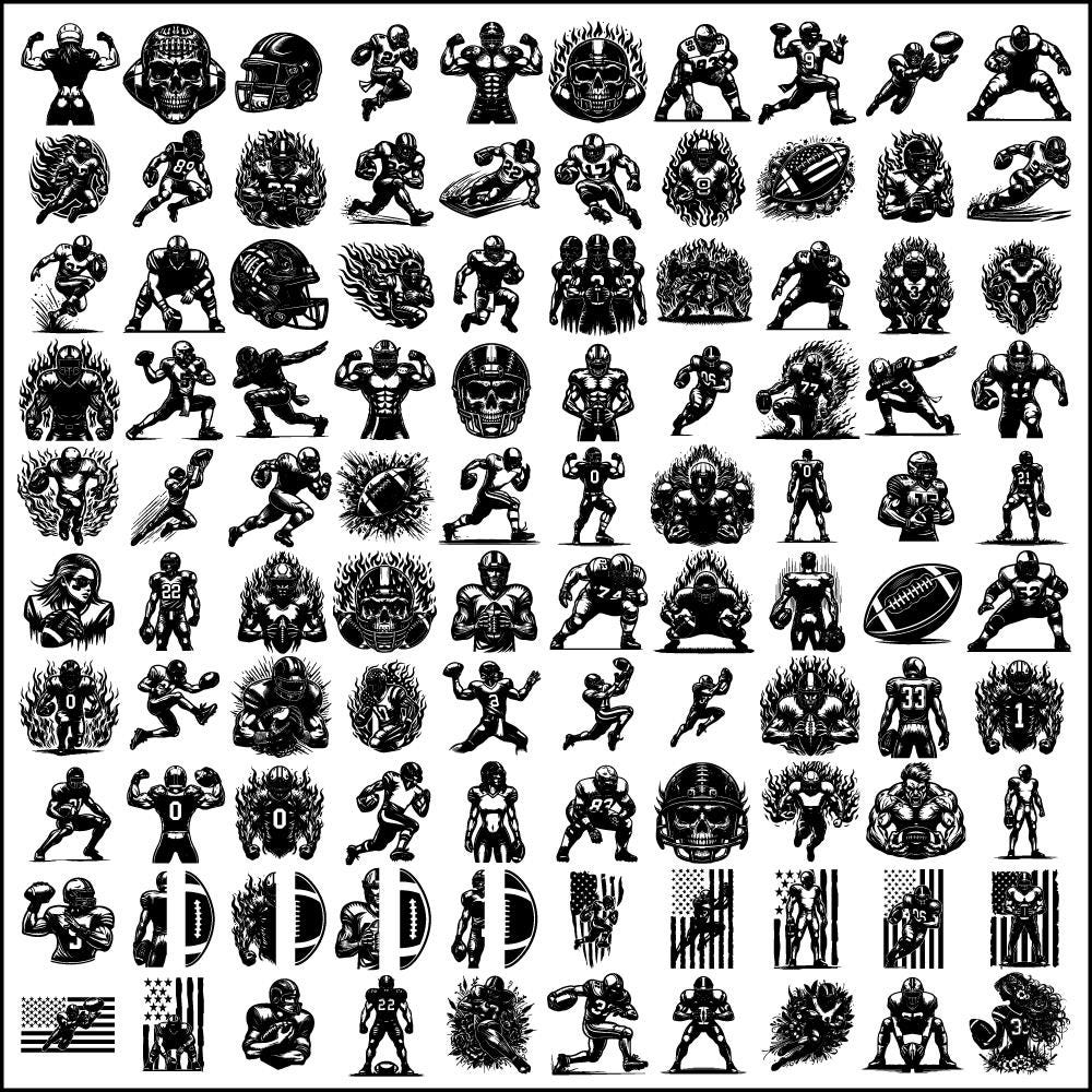 150 Football Player Designs Bundle | Dynamic Football Clipart ...