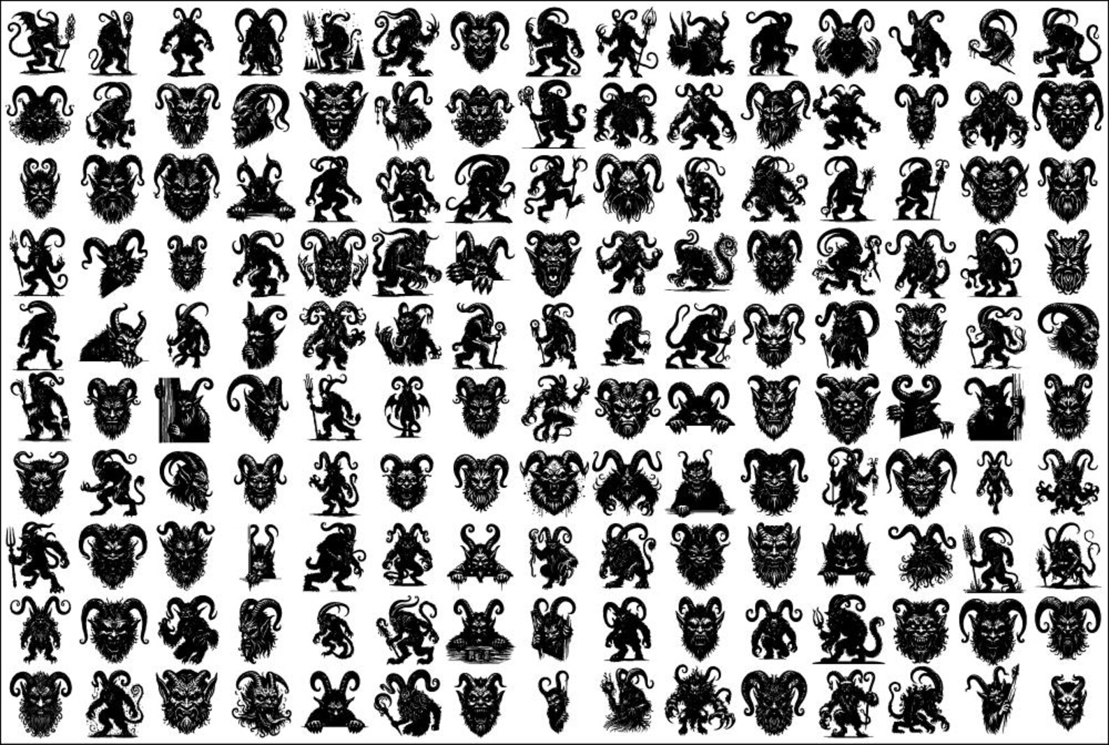 Krampus SVG PNG Design Bundle: Spooky Christmas Clipart - Etsy