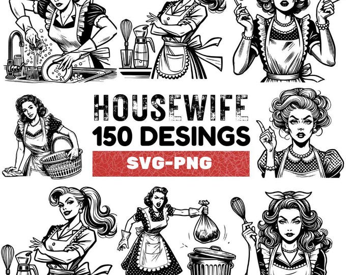 Retro Women SVG Bundle, Retro Housewife SVG PNG, 60s 50s, Retro Png ...