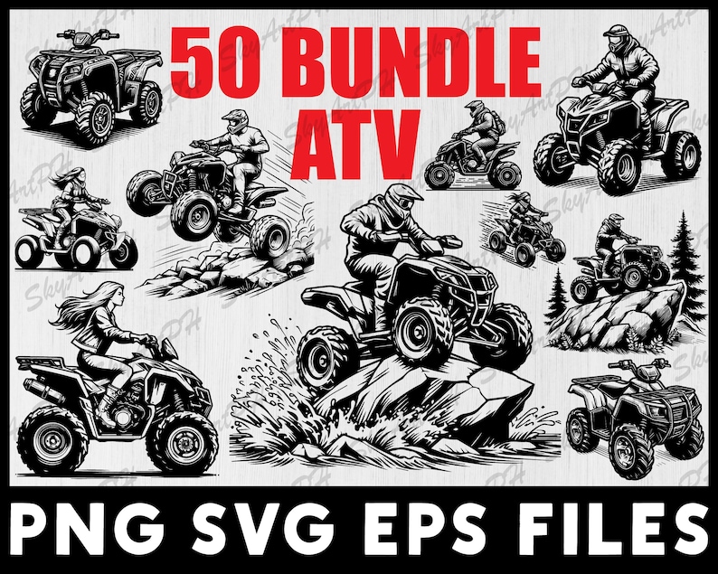 ATV Svg - ATV 50 Bundle Vector Graphics Svg, Eps, Png Cut Files ...