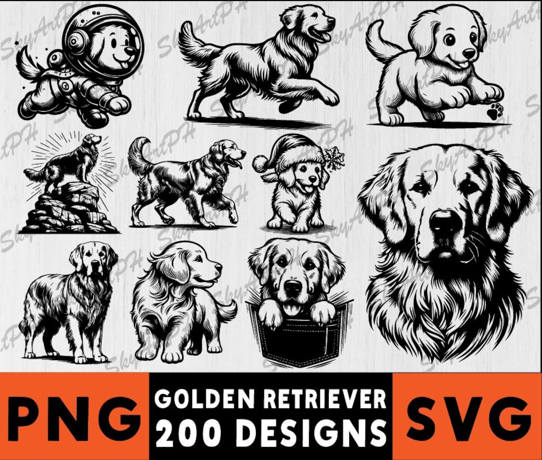 Golden Retriever Clipart Bundle: 200 PNG SVG Designs - Etsy