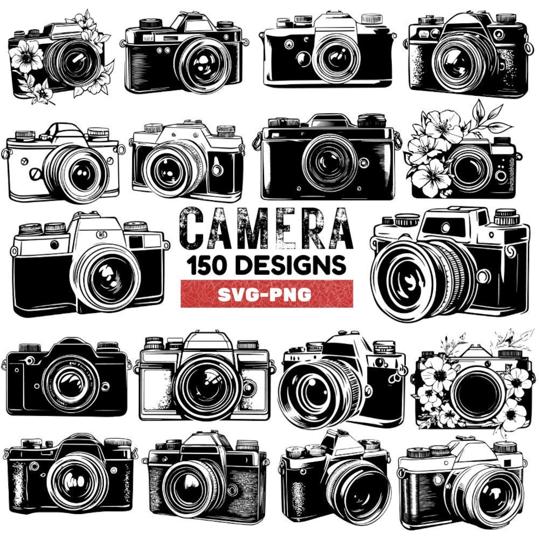 Camera SVG Bundle, 150 Vintage Camera PNG, Retro Photography Clipart ...