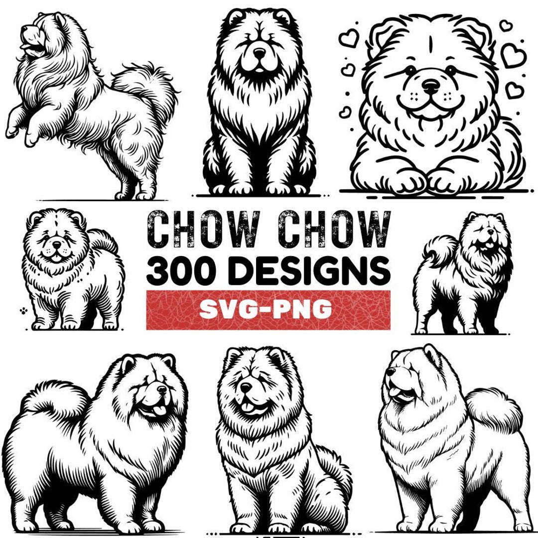 Chow Chow Dog SVG Bundle. PNG Cut Files, Cute Fluffy Dog Clipart ...
