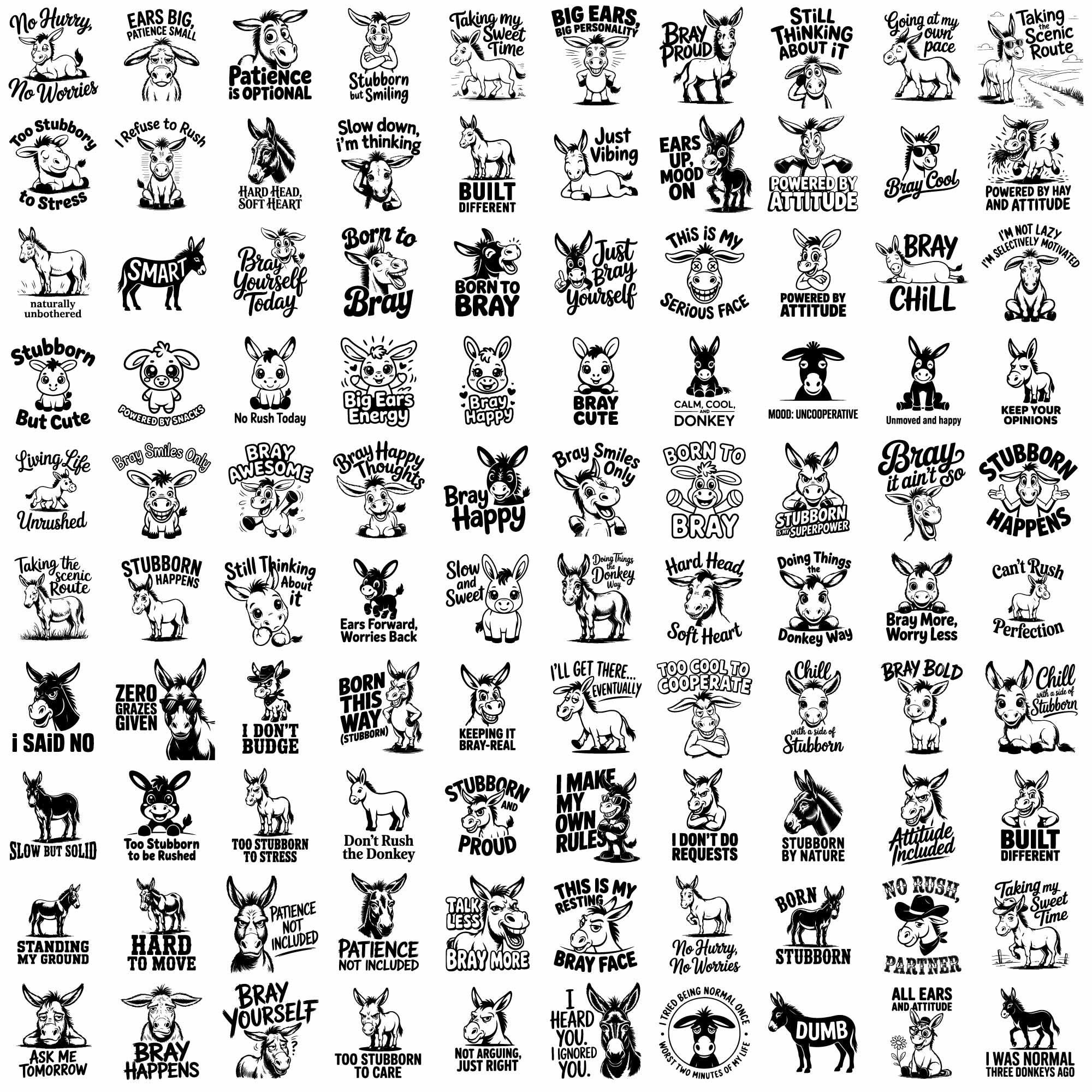 Funny Snarky Donkey SVG Bundle | 100 Designs | PNG & SVG Cut Files - Etsy