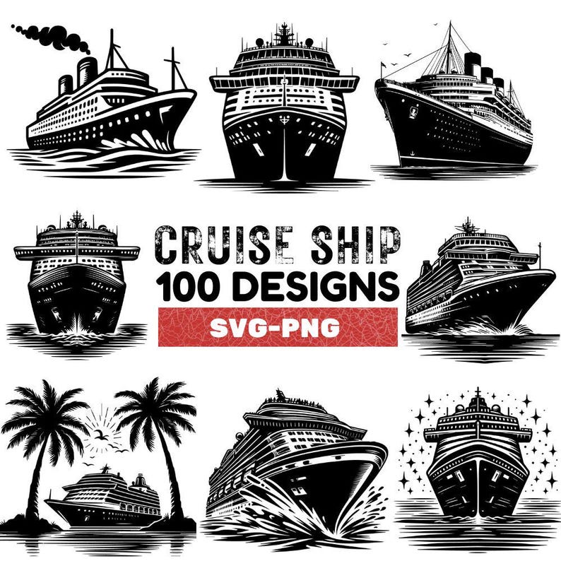 Cruise Ship SVG Bundle: 100 Nautical Clipart Designs (PNG, Vector) - Etsy
