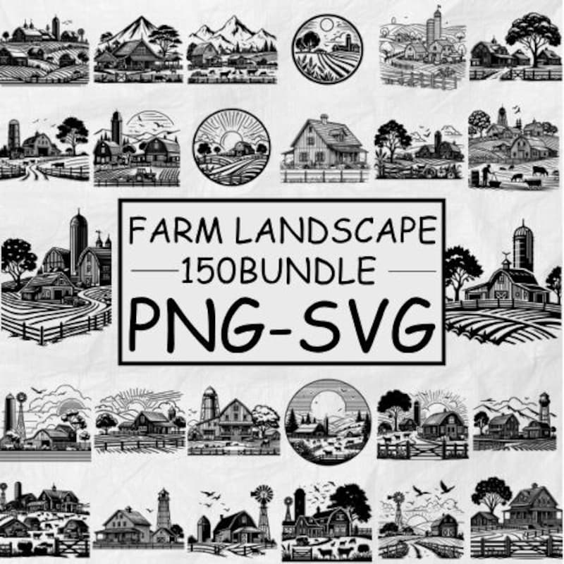 Farm Land Silhouette - Etsy