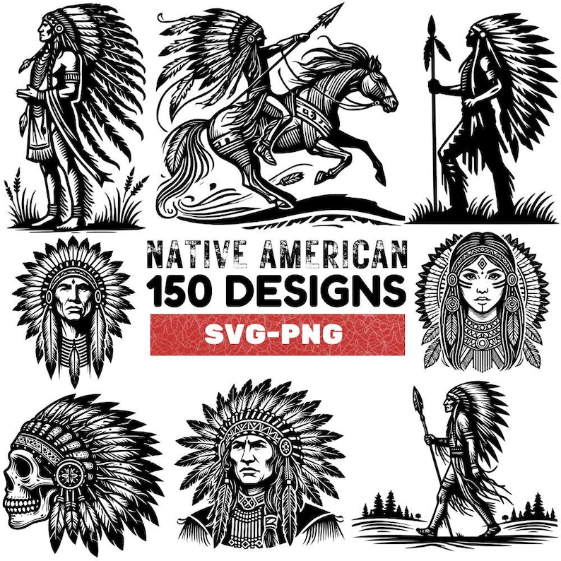 Native American Chief SVG Bundle: 100 Tribal Designs (digital Download ...