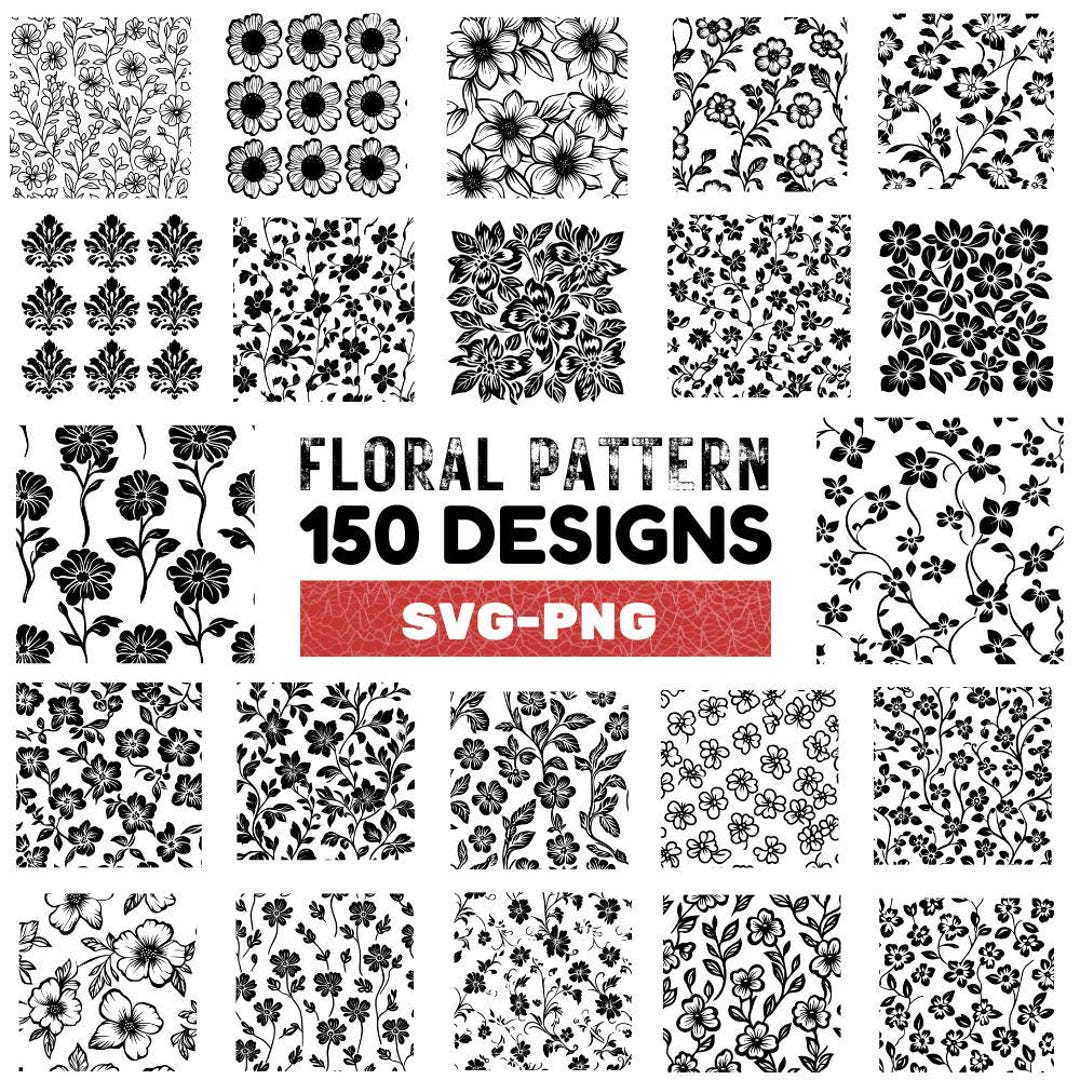 Floral Pattern SVG Bundle: 150 Seamless Flower Designs (digital ...