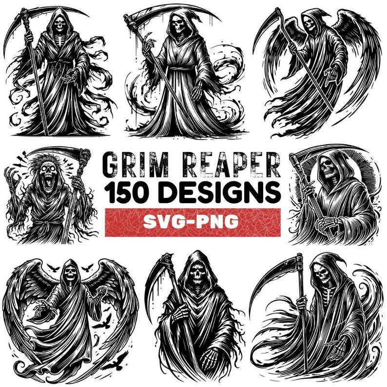 Grim Reaper SVG Bundle: 150 Gothic Designs (PNG, SVG) - Etsy