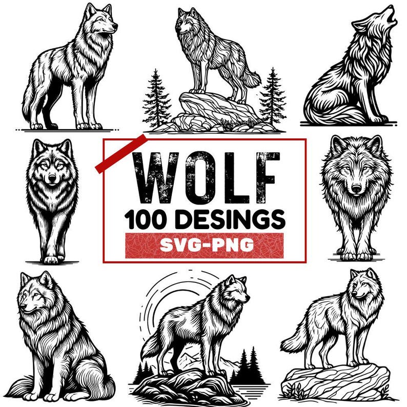 Majestic Wolf Clipart: 100 Animal SVG PNG Designs - Etsy