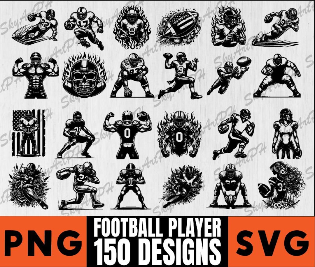150 Football Player Designs Bundle | Dynamic Football Clipart ...