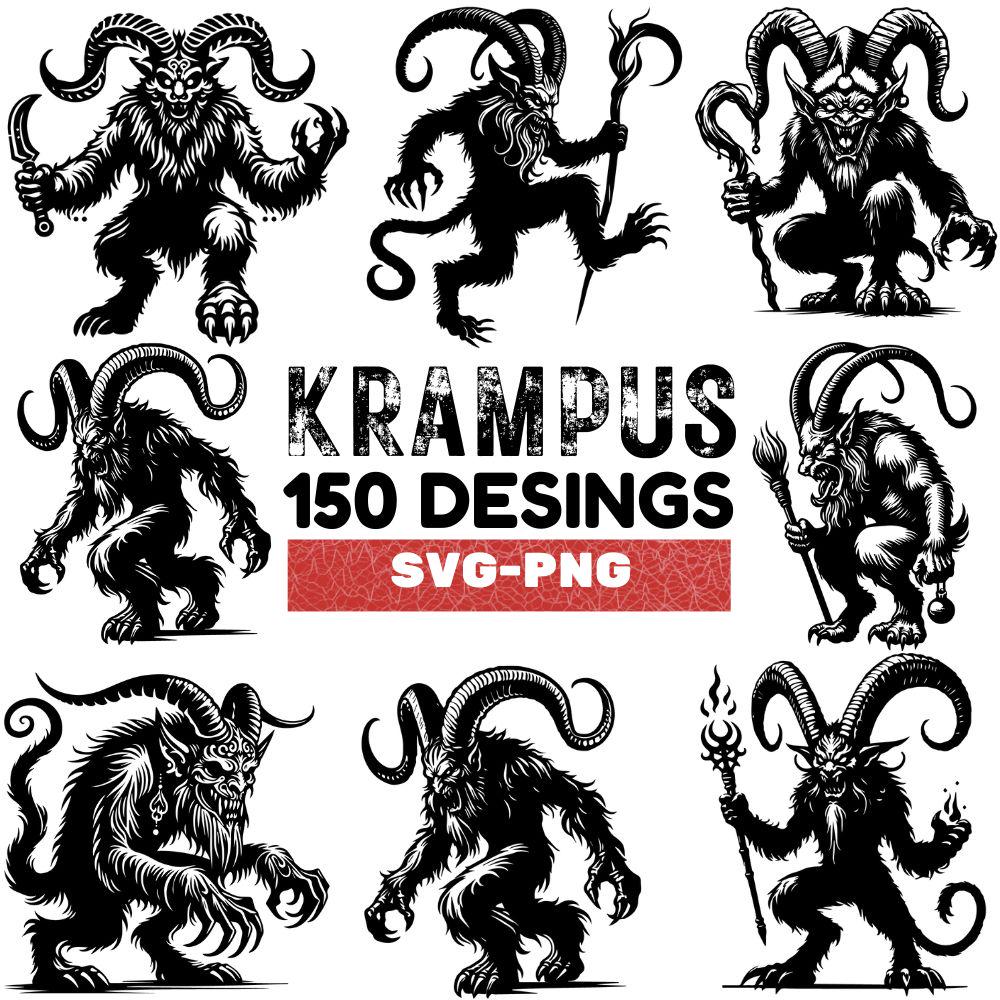 Krampus SVG PNG Design Bundle: Spooky Christmas Clipart - Etsy
