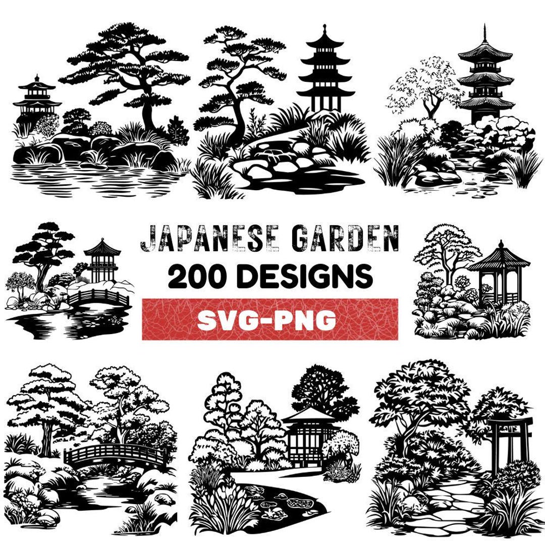 Japanese Garden SVG Bundle: Zen Landscape Clipart (digital Download) - Etsy