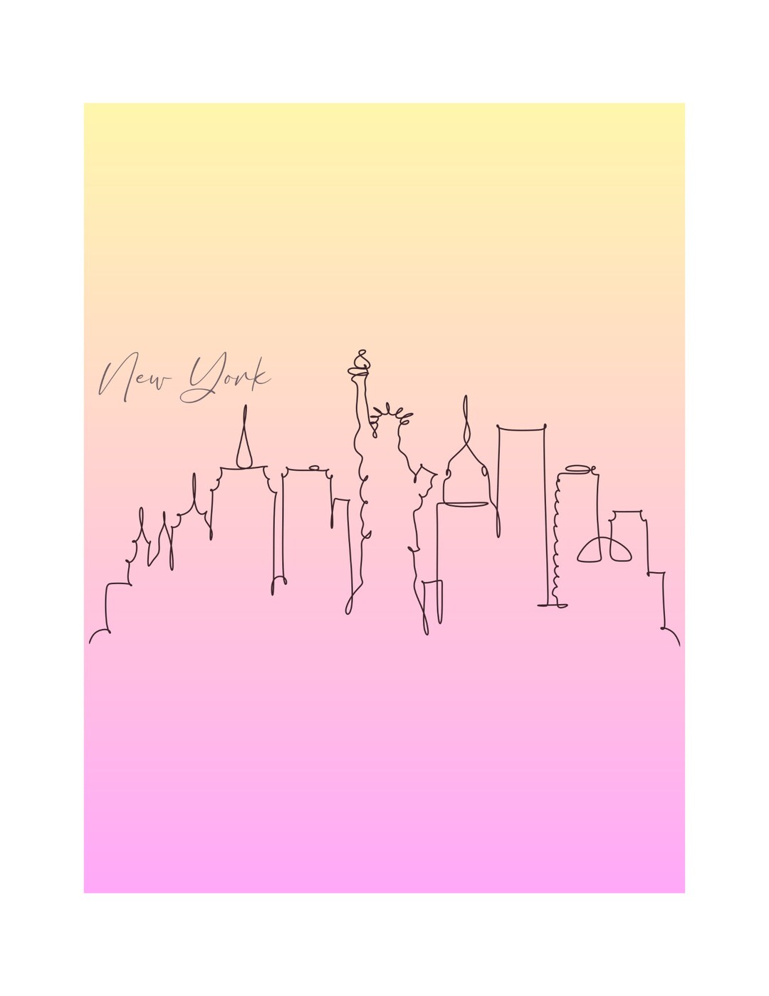NYC Wall Art, Pink Gradient, Sunset, 8x10, Printed, NYC Skyline - Etsy
