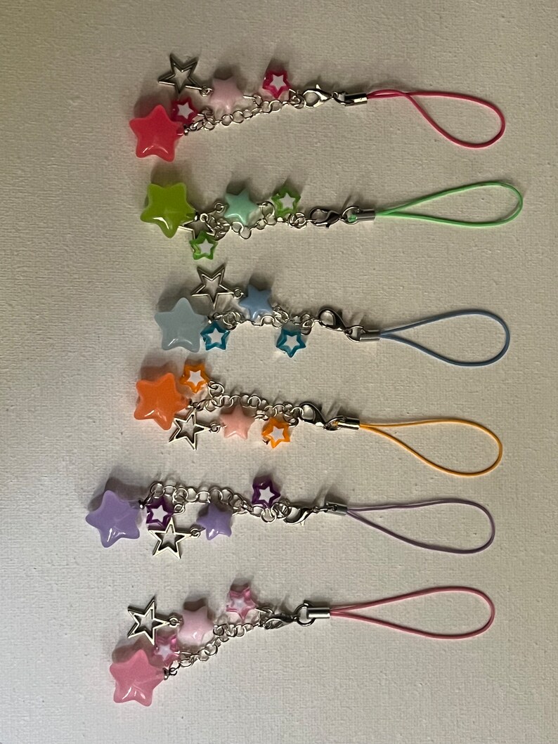 Cute Colorful Star Keychain Phone Charm - Etsy