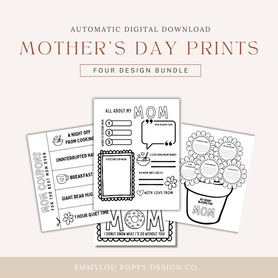 Mother's Day Printable Bundle, All About Mom Questionnaire (digital ...