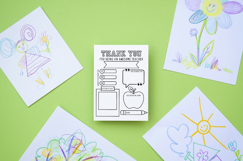 Teacher Appreciation Coloring Card, Thank You Gift (digital Download ...