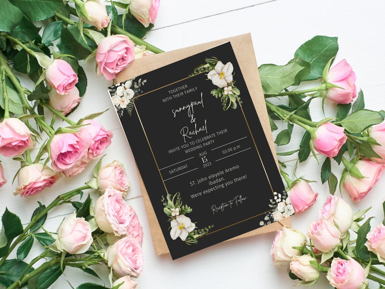 Black Luxury Classy Wedding Invitation | Black and White Wedding ...