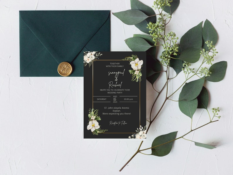 Black Luxury Classy Wedding Invitation | Black and White Wedding ...