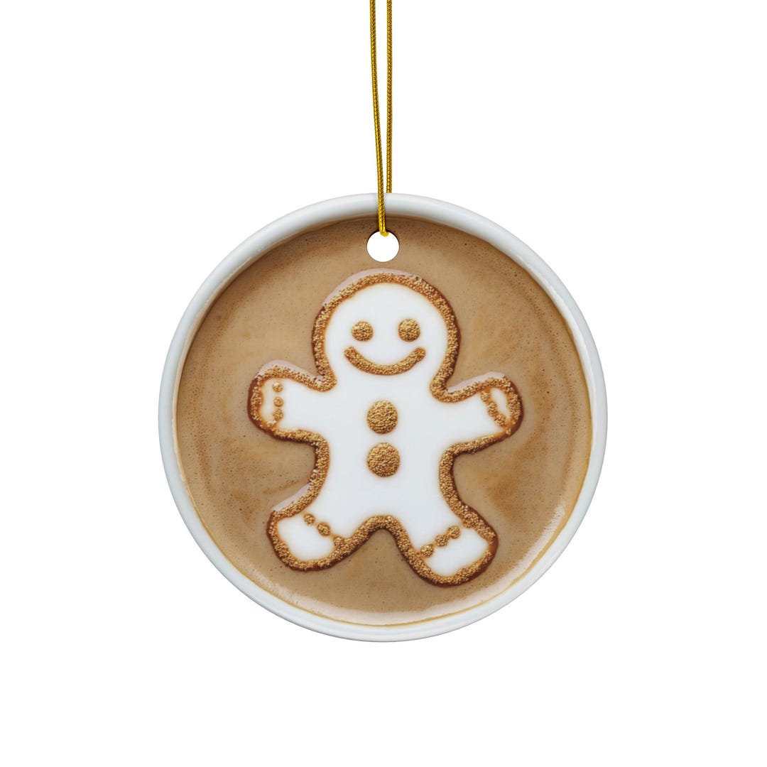 Christmas Gingerbread Man Latte Art Ornament, Holiday Decor, Tree ...