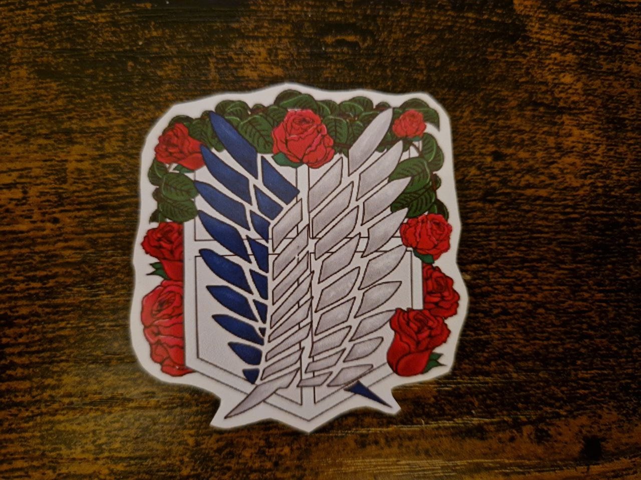 Wings of Freedom With Roses Sticker Attack on Titan Emblem Decal Anime ...