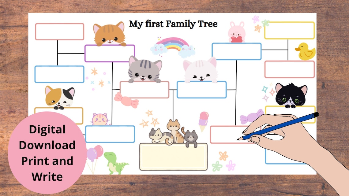My First Family Tree, 4 Generations, Great for Family Reunion ...