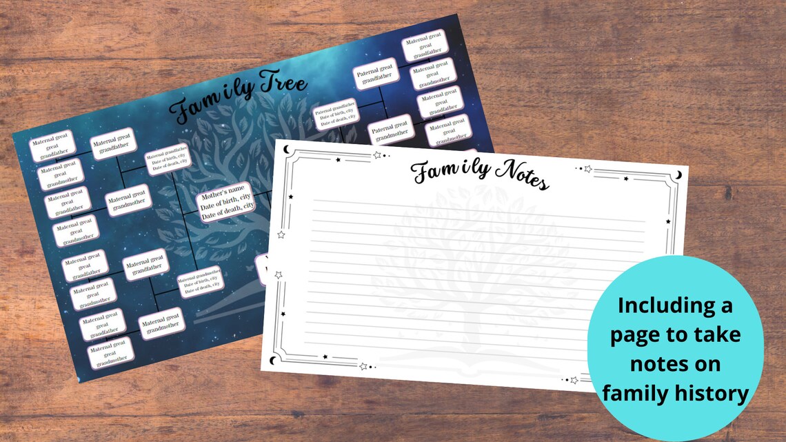 Celestial Family Tree Template 5 Generations, Great for Family Reunion ...