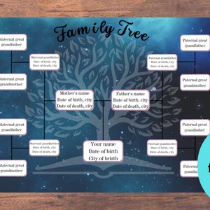 Celestial Family Tree Template 5 Generations, Great for Family Reunion ...