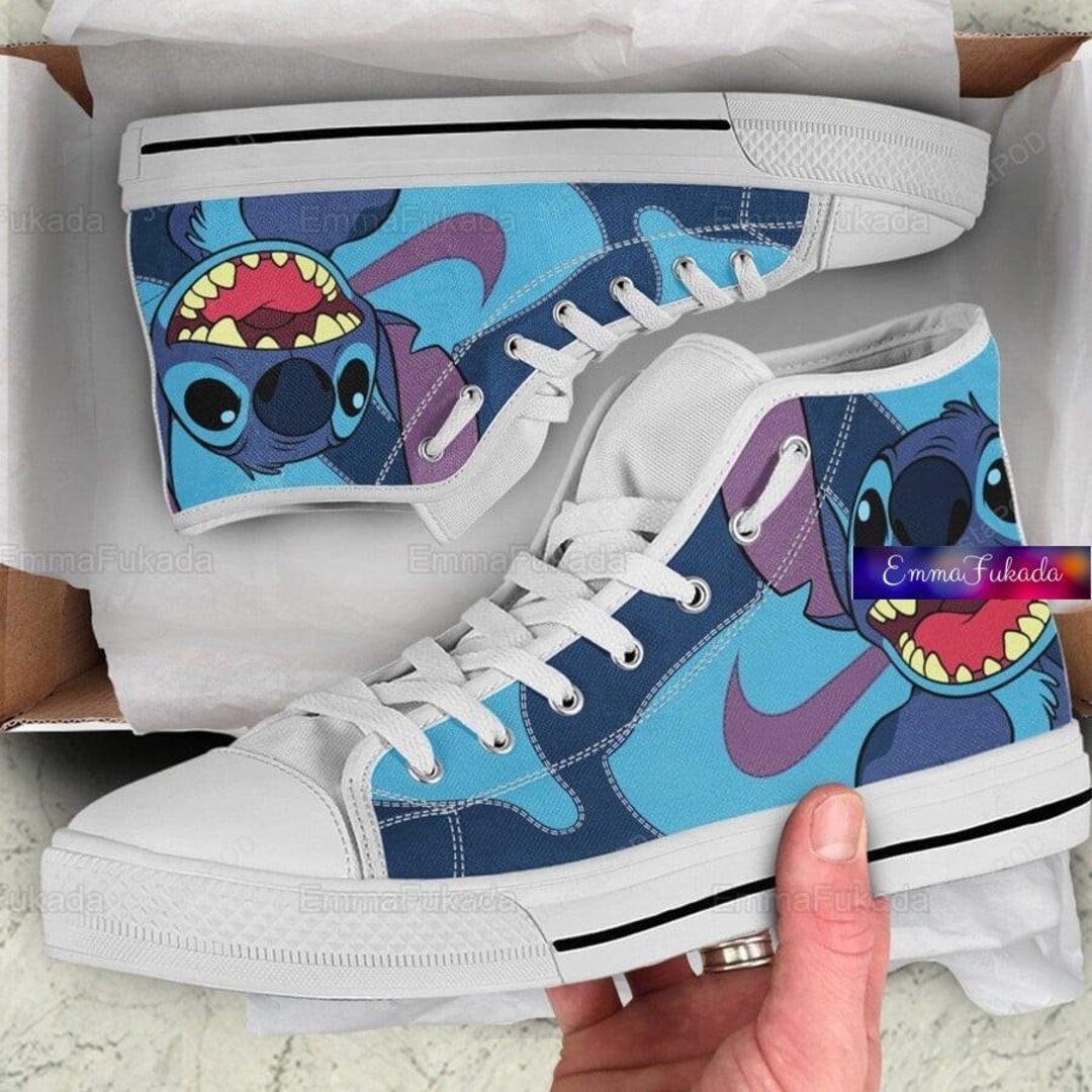 Stitch Sneakers Stitch Shoes Stitch High Top Shoes Lilo - Etsy UK