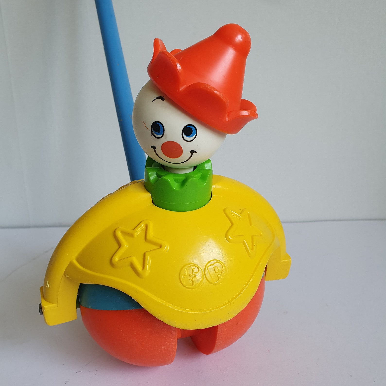 Vintage Fisher Price Push-along Clown #758 - Etsy