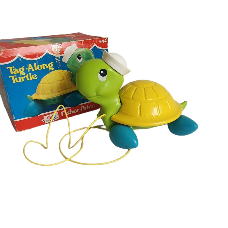 Vintage Fisher Price Tag Along Turtle #644 W/box - Etsy