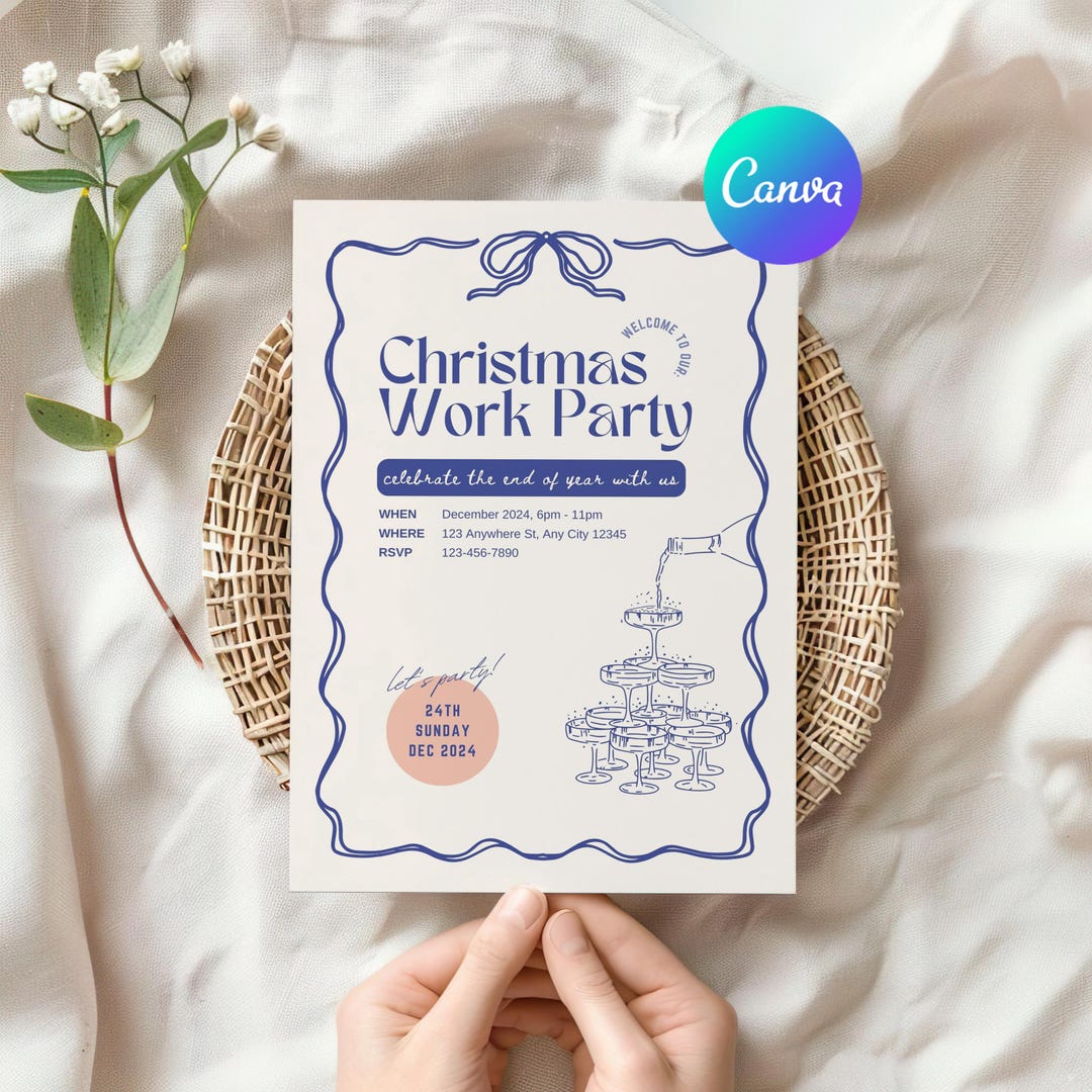 Christmas Work Party Invitation Canva Template, Holiday Party Invite ...