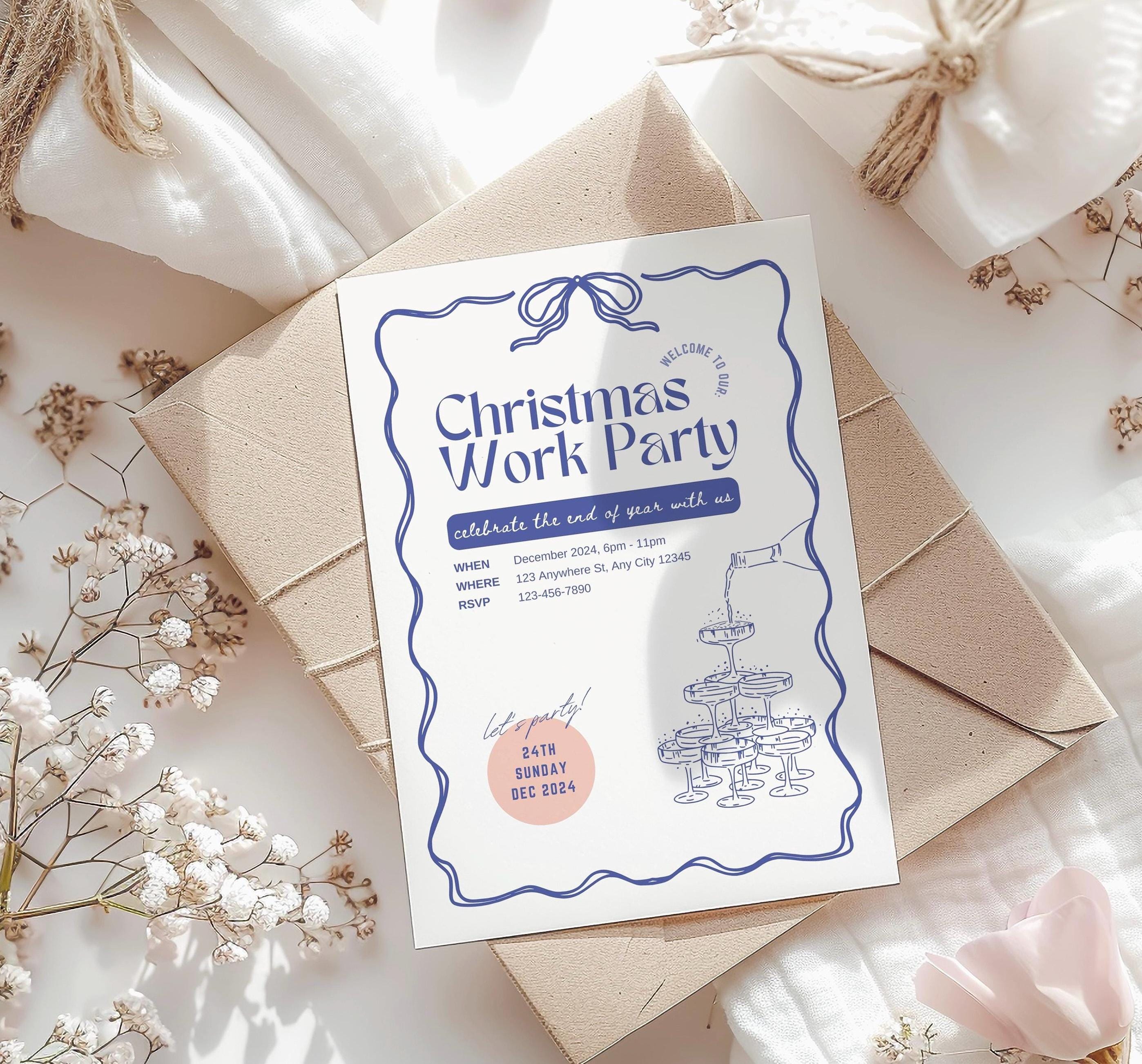 Christmas Work Party Invitation Canva Template, Holiday Party Invite ...