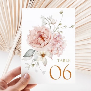 Floral Wedding Table Numbers Template, Wedding Decor Sign Cards ...