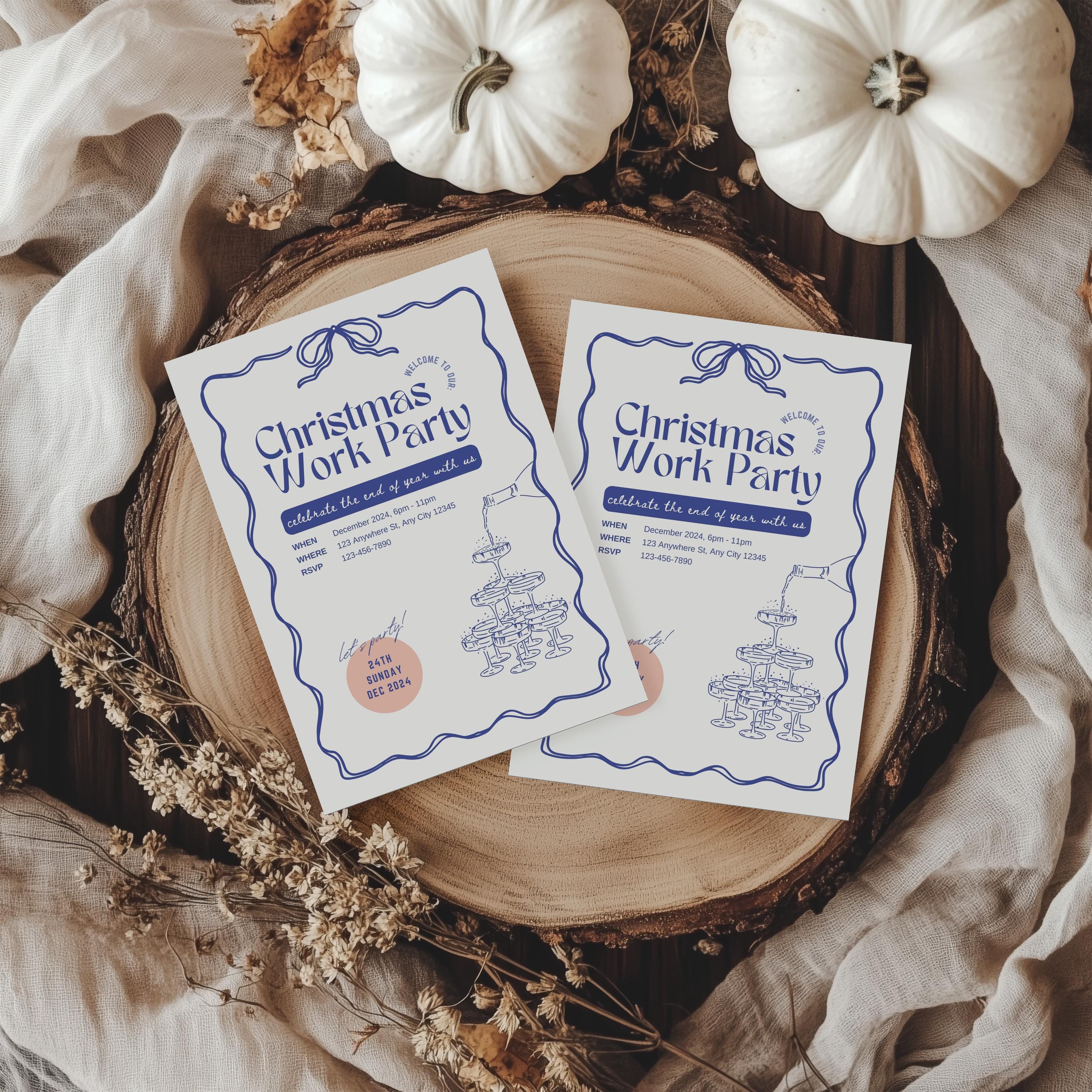 Christmas Work Party Invitation Canva Template, Holiday Party Invite ...