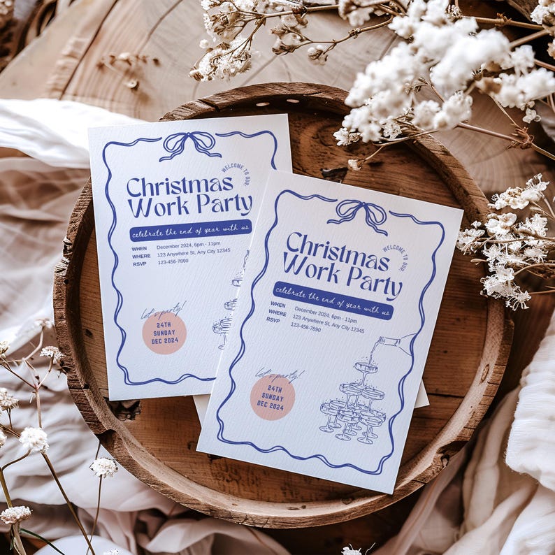 Christmas Work Party Invitation Canva Template, Holiday Party Invite ...