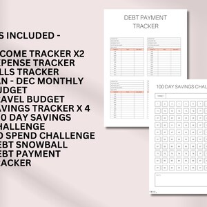 Finance Budget Savings Printable, Debt Tracker, Expenses Tracker ...