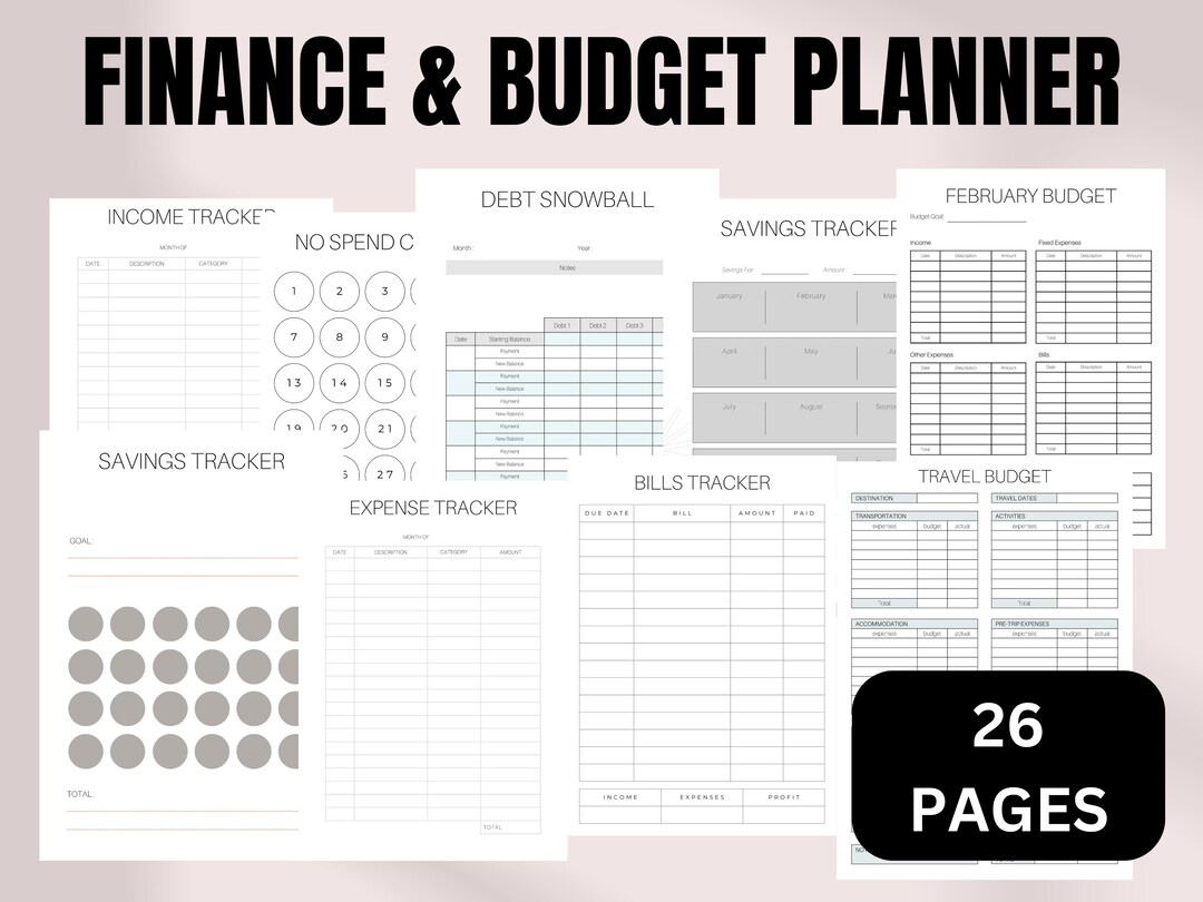 Finance Budget Savings Printable, Debt Tracker, Expenses Tracker ...